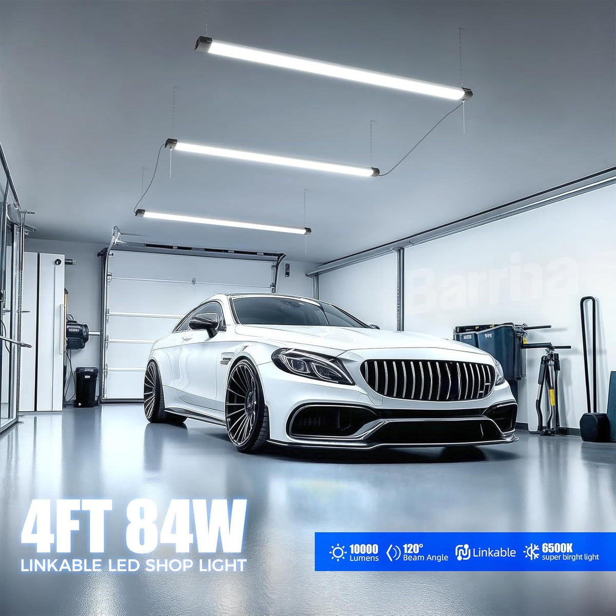 Barrina 84W LED Shop Lights 4FT 6500K 10000LM | Hanging, Linkable & Po